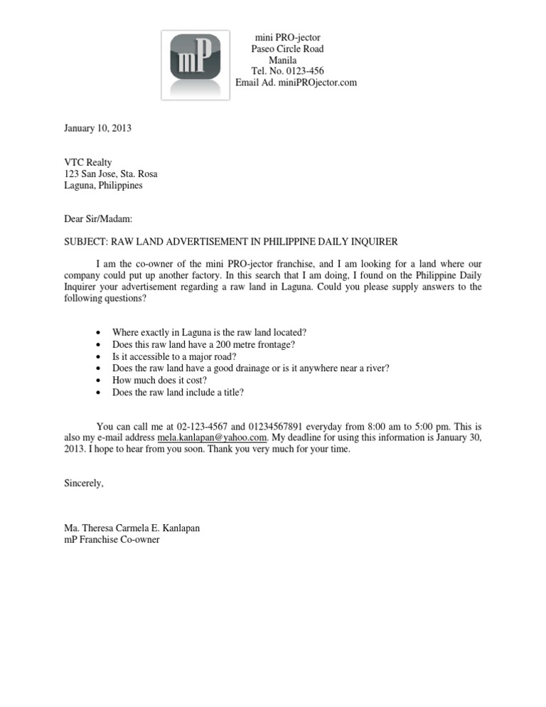 Land Inquiry for Factory Expansion | PDF
