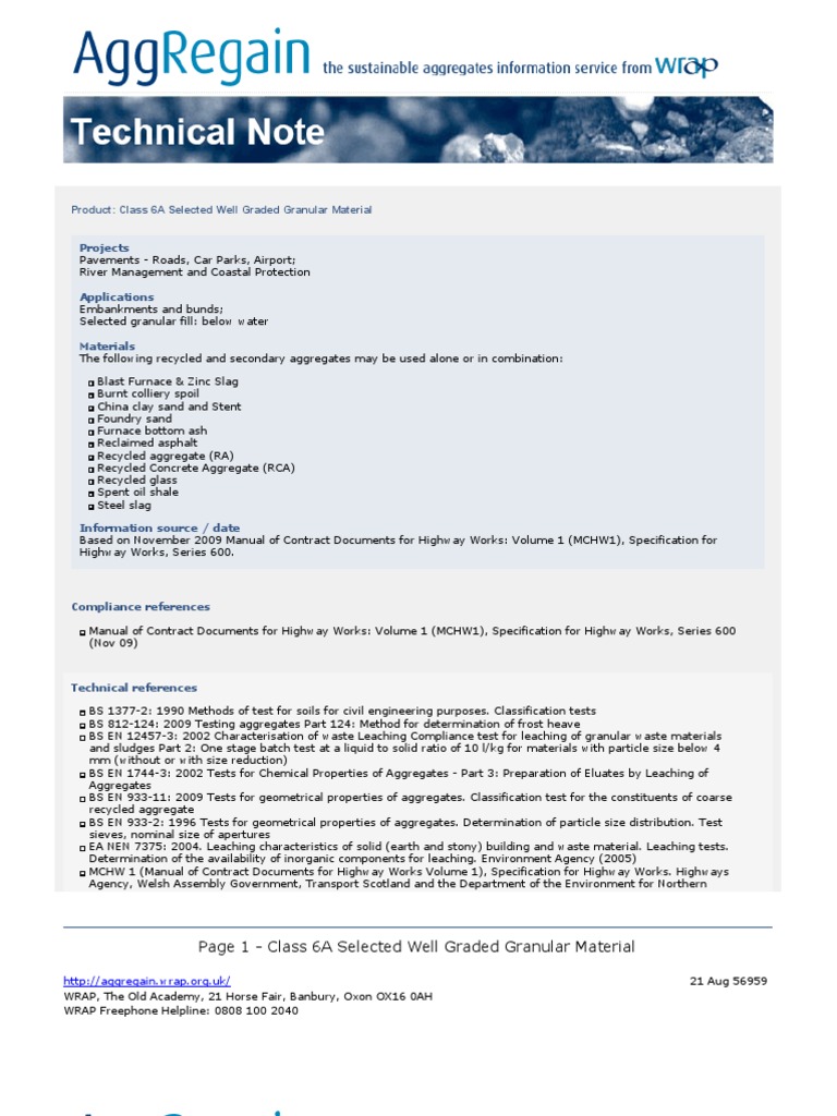 Class 6A Granular Material Specification | PDF | Construction Aggregate ...