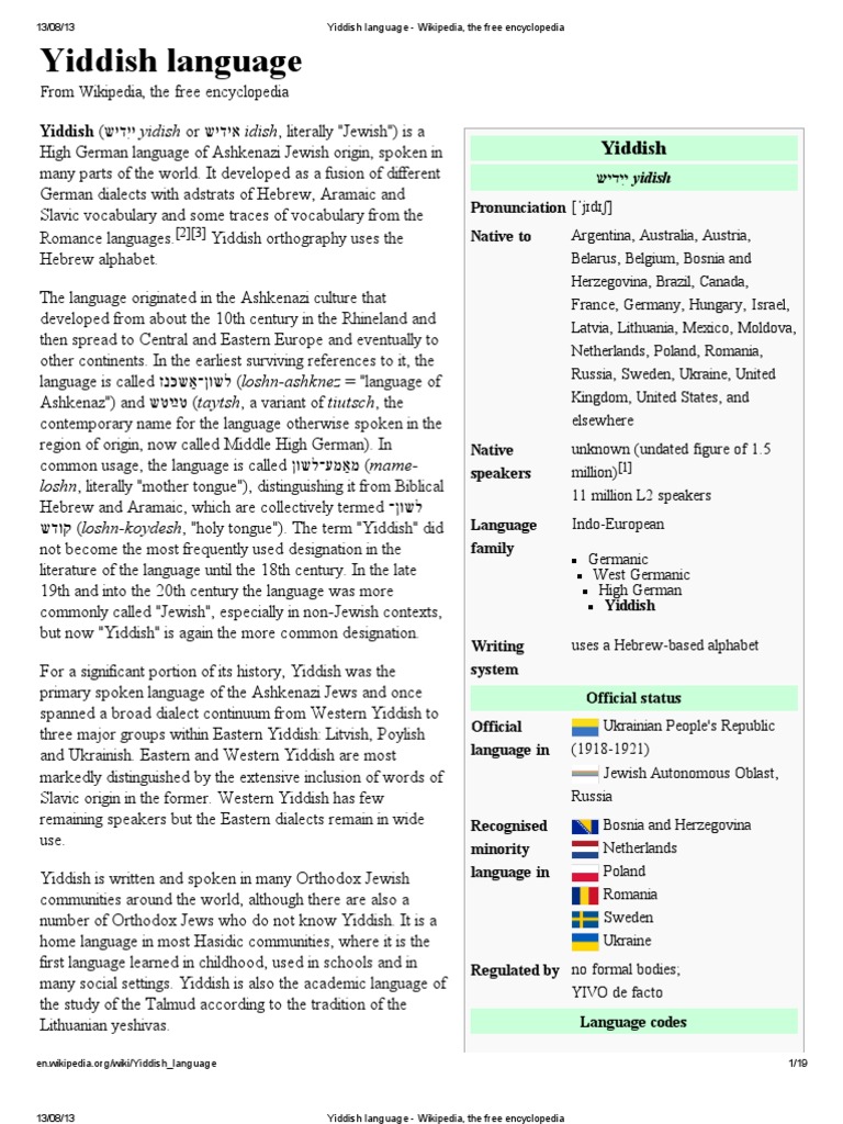 .Ar - Yiddish Language (Wikipedia in English) | PDF | Hebrew Language ...