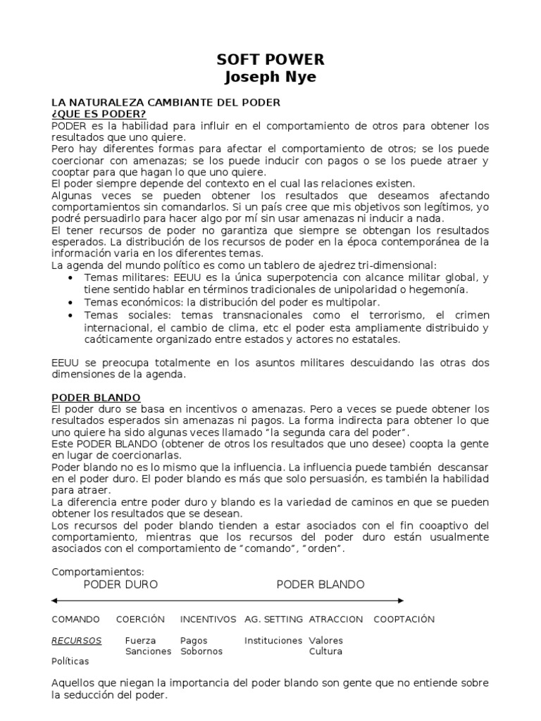 Soft Power | PDF | Poder suave | Relaciones internacionales