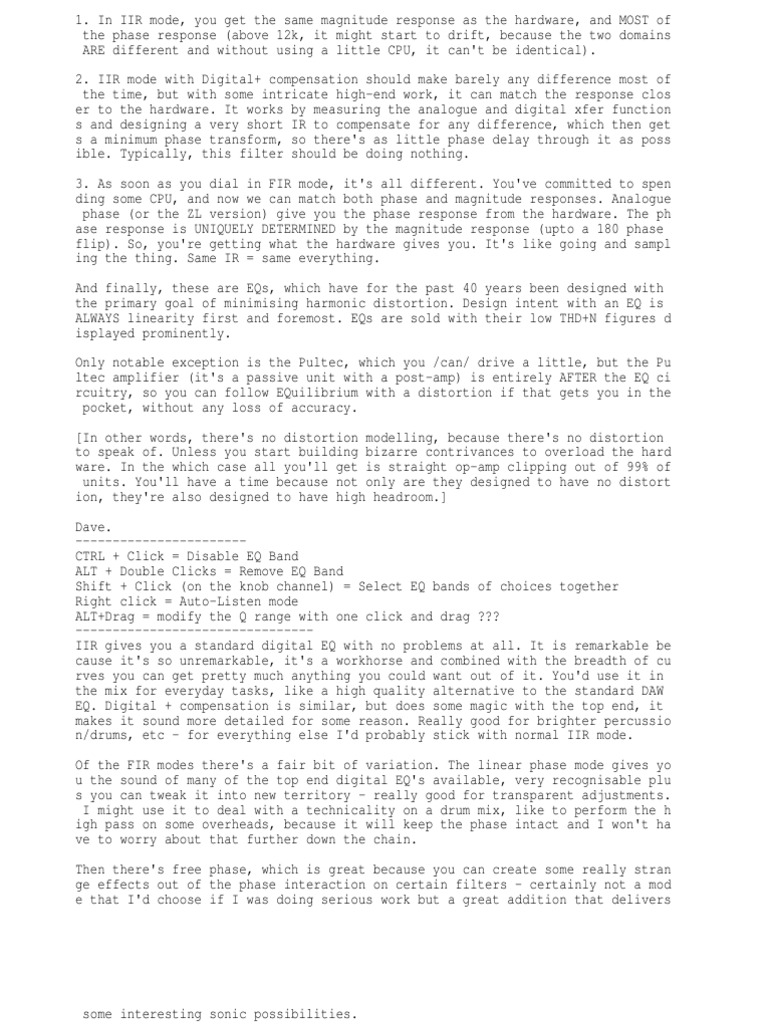 DMG EQuilibrium Tips | PDF | Equalization (Audio) | Distortion