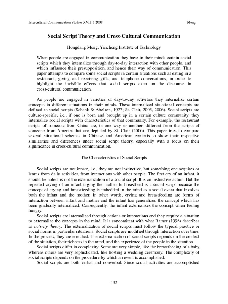Social Script Theory and Cross-Cultural Communication - Hongdang Meng ...
