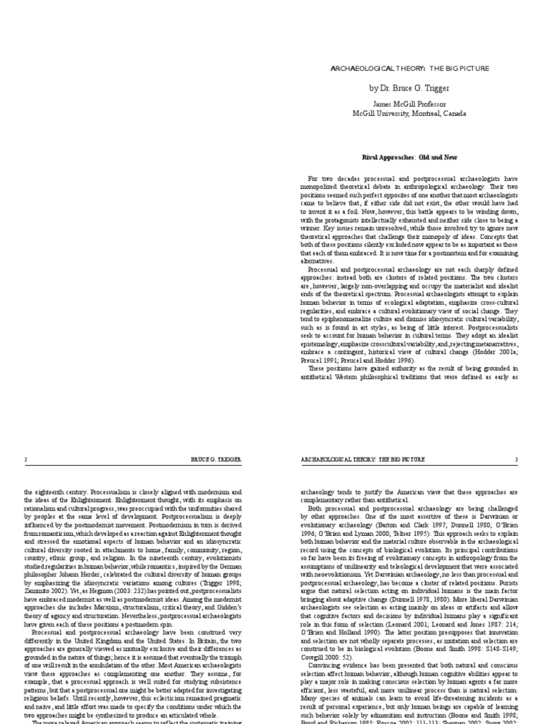 ARCHAEOLOGICAL THEORY - THE BIG PICTURE (Bruce Trigger) PDF | PDF