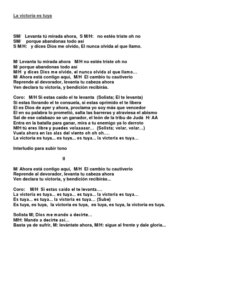 La victoria es tuya: letra y alabanza | PDF