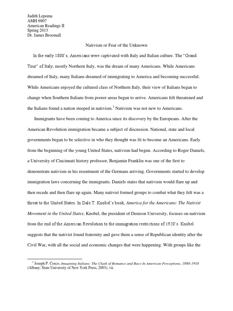 Nativism | PDF | Nativism (Politics) | The United States