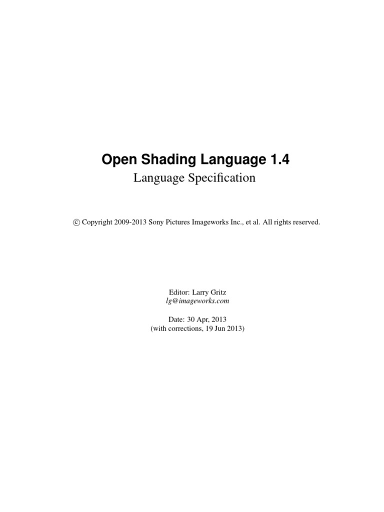 Open Shading Language Pdf Parameter Computer Programming