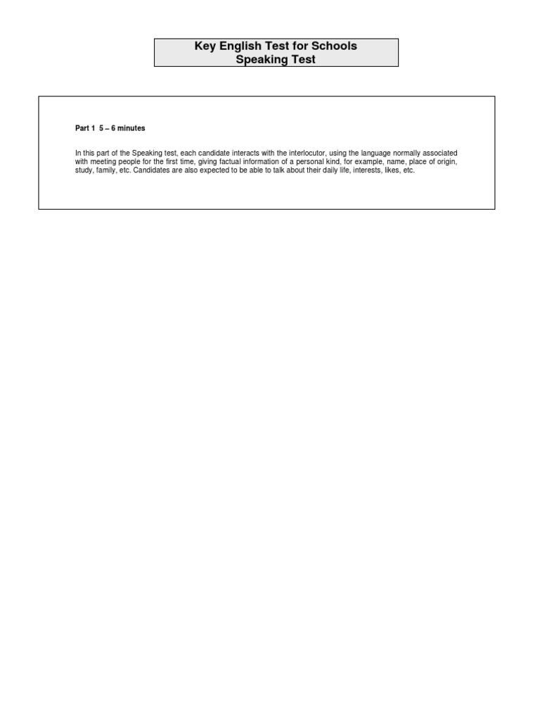 KET Speaking Sample Paper | PDF | Question | Behavior Modification