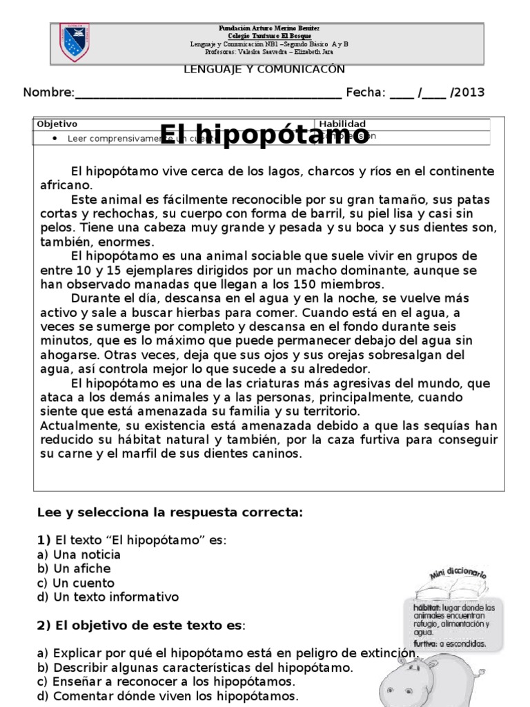 Lectura El Hipopotamo