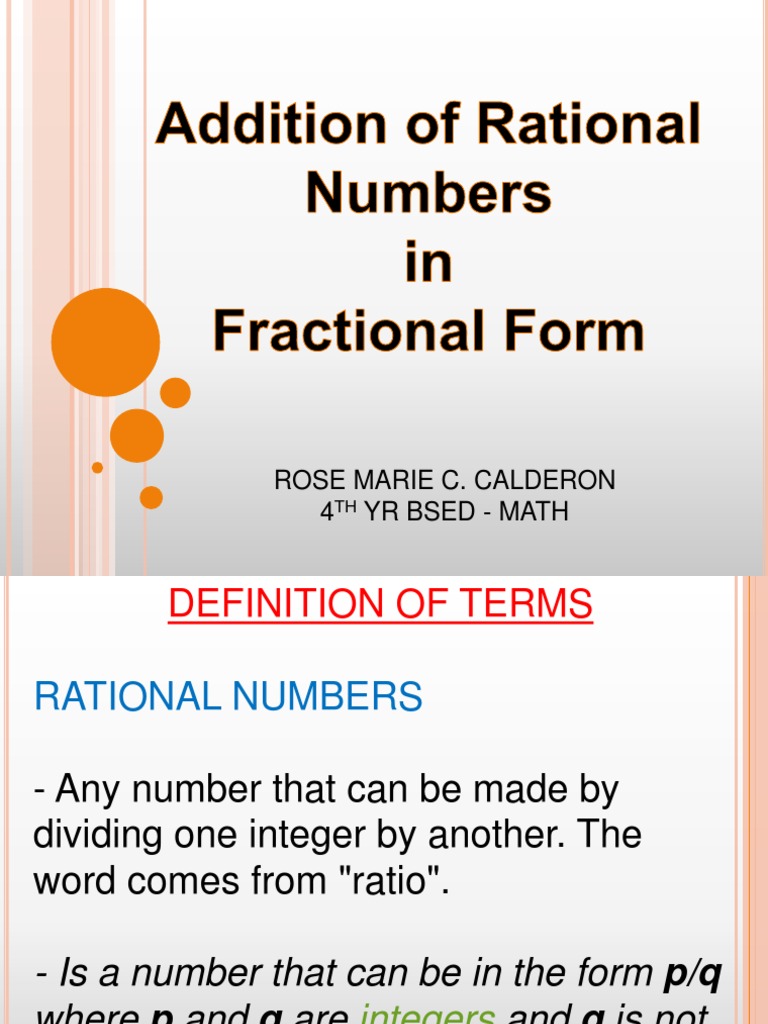 Adding Rational Numbers in Fractional Form | PDF | Fraction ...