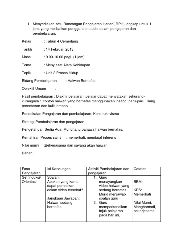 RPH Sains Tahun 4 | PDF