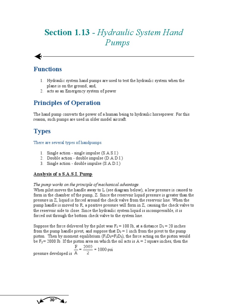 Hydraulic Hand Pump Operation Overview | PDF | Pump | Energy Technology