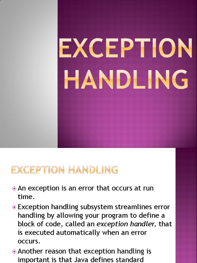 Exception Handling | PDF | Java (Programming Language) | Programming ... Exception Handling | PDF | Java (Programming Language) | Programming ...