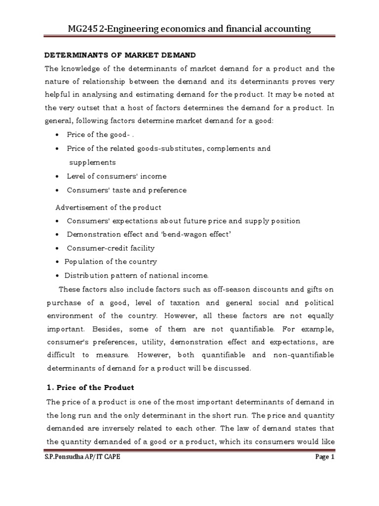 Determinants of Market Demand Explained | PDF | Demand | Goods