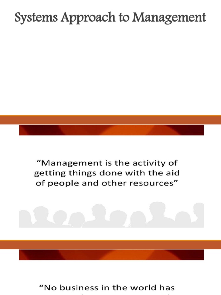 Systems Approach to Management Overview | PDF