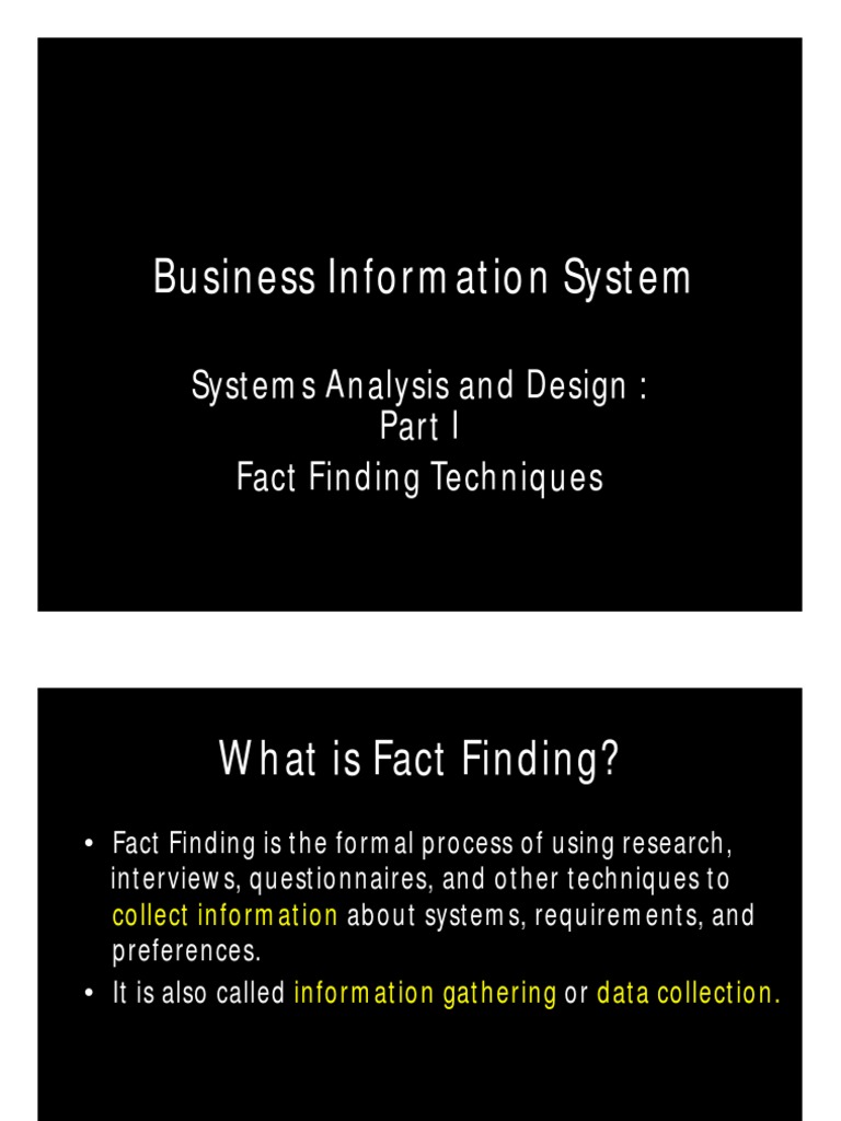 Fact Finding Techniques in Systems Analysis | PDF | Intelligence ...