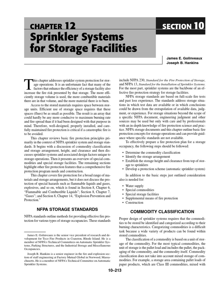NFPA Sprinkler Systems for Storage Fire Protection | PDF | Fire ...