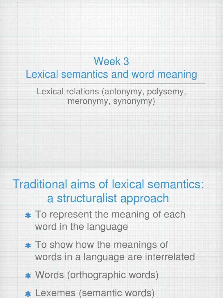 Lexical Semantics Week 4 | PDF | Lexicon | Lexical Semantics