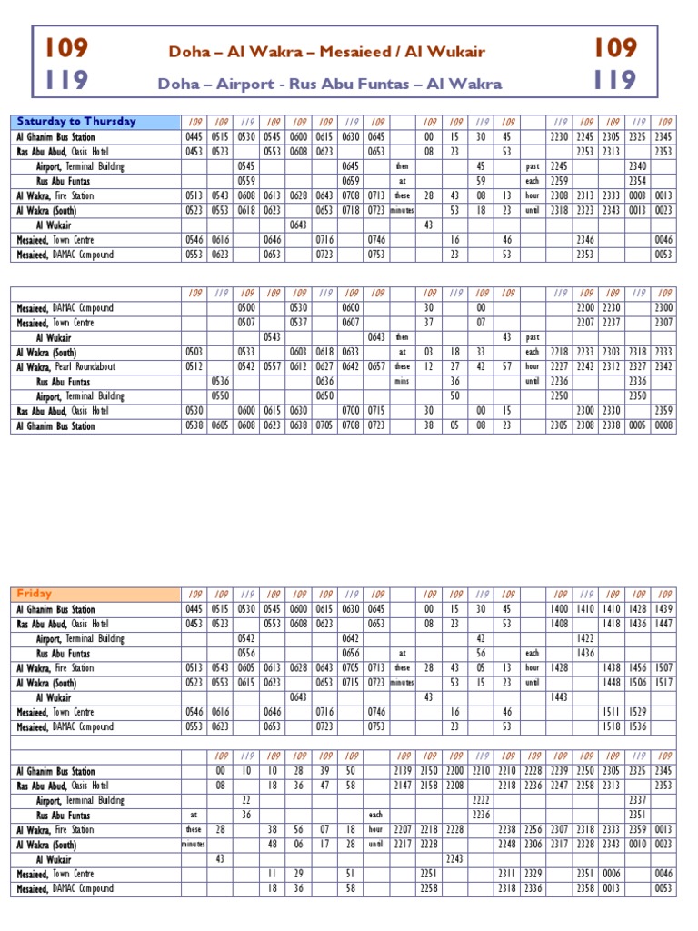 Doha Bus Schedule | PDF