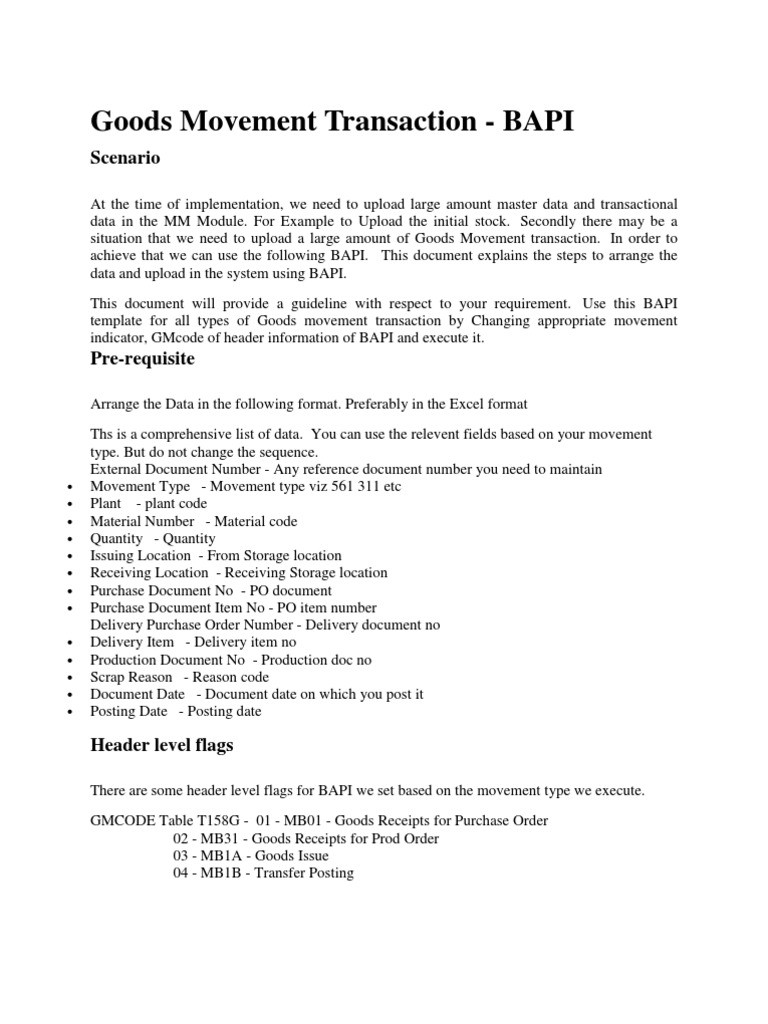 Goods Movement Transaction | PDF | Microsoft Excel | Receipt