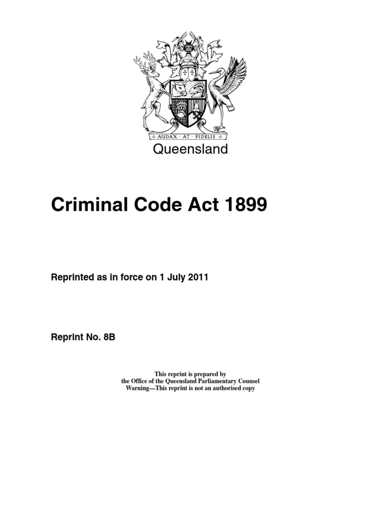 Queensland Criminal Code Act 1899 | Theft | Conspiracy (Criminal ...