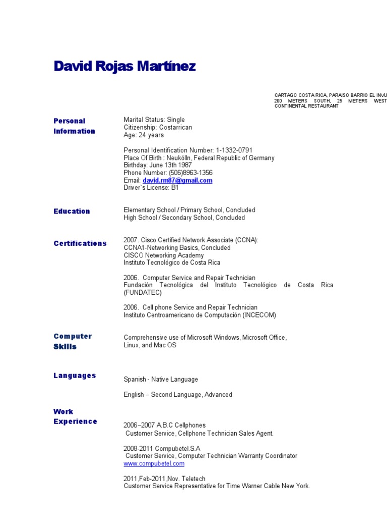 Resume David Rojas Martinez | PDF | Technology & Engineering
