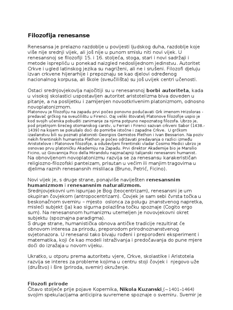 Filozofija Renesanse | PDF