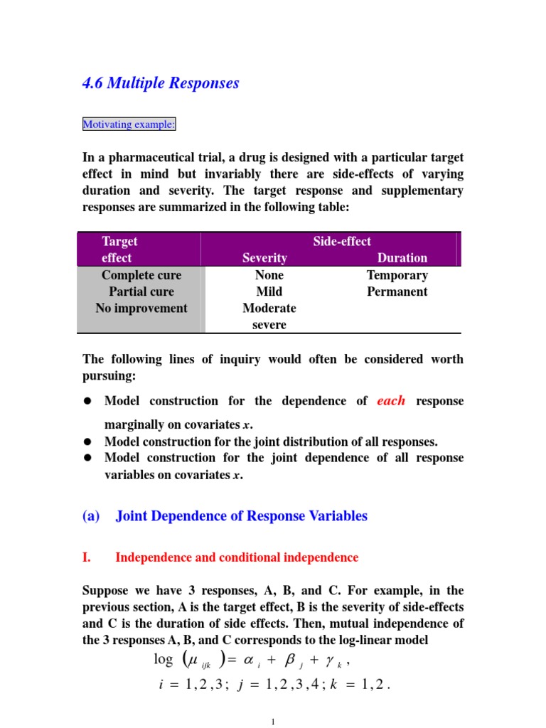 4.6 Multiple Responses: Target Effect Side-Effect Severity Duration ...