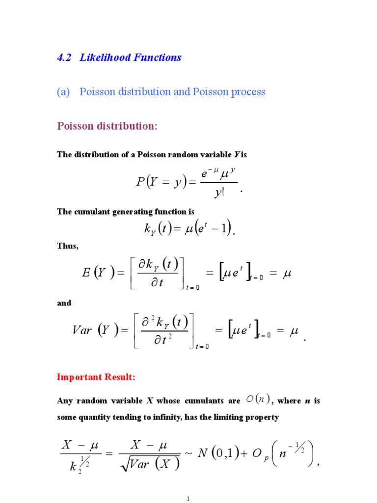 Y e y Y P: (A) Poisson Distribution and Poisson Process | PDF ...