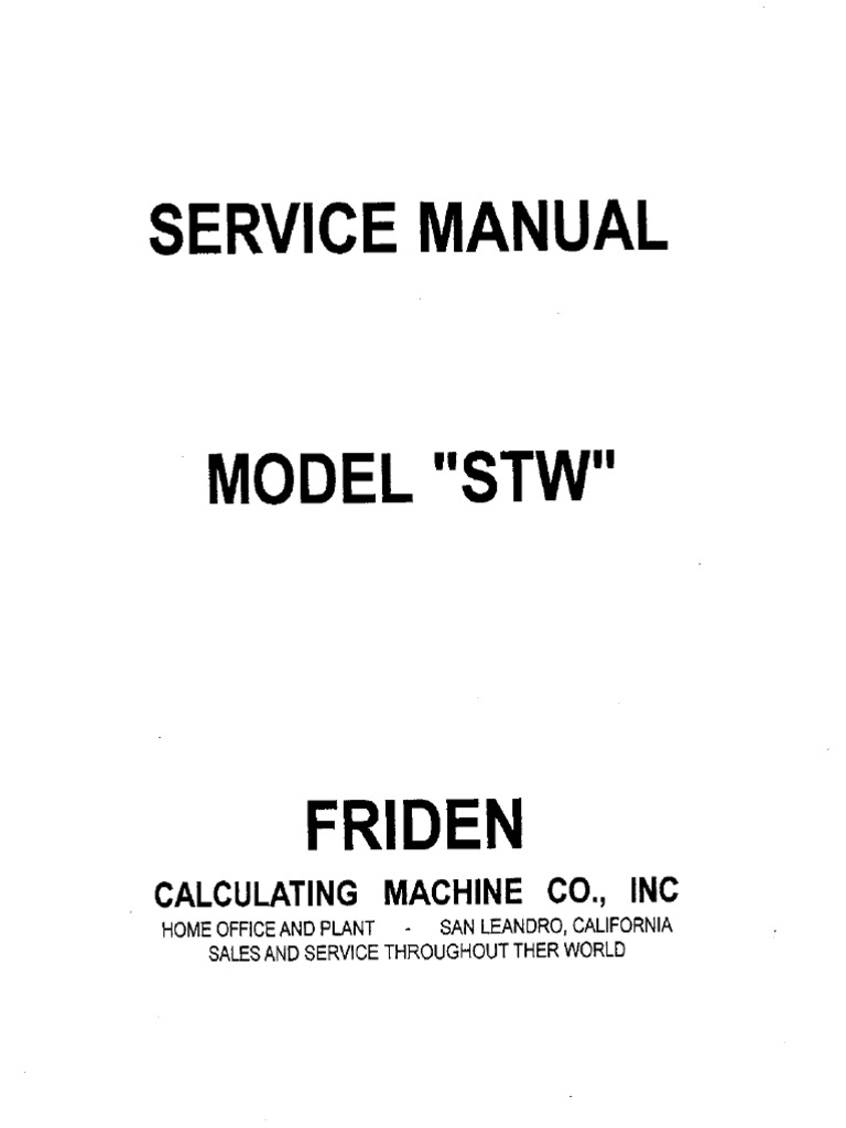 Friden STW Service-Manual (English) | PDF