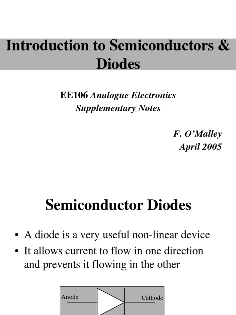 Semiconductor Diodes | PDF | P–N Junction | Semiconductors