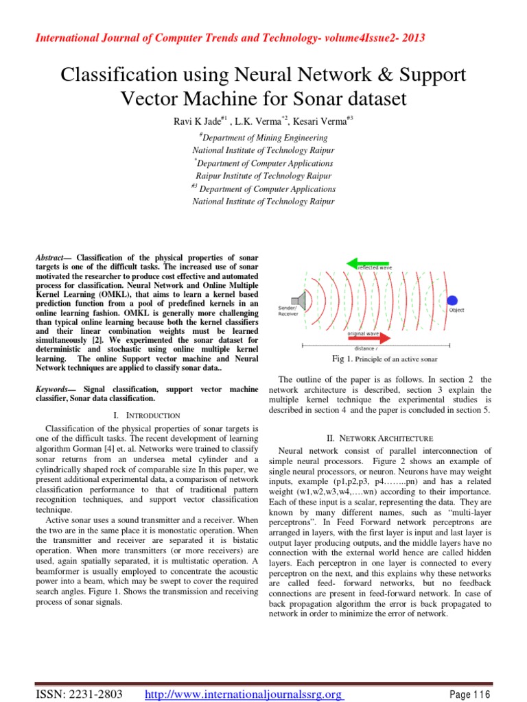 Sonar Data Classification Using NN & SVM | PDF | Machine Learning | Artificial Neural Network