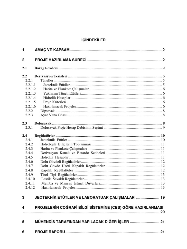 Baraj Projesi Yapim Teknik Sartnamesi | PDF