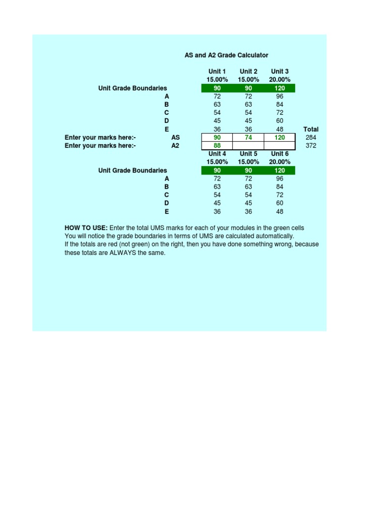 UMS Calculator | PDF