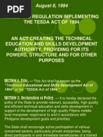RA 7796-TESDA Act of 1994 | PDF | Vocational Education | Apprenticeship