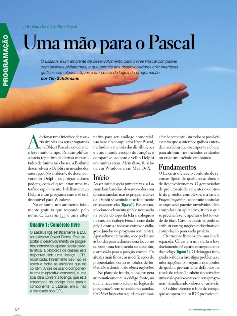 Lazarus - Uma Mao para o Pascal | PDF