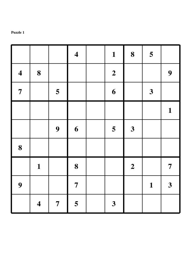 Easy Sudoku - 50 Printable Puzzles With Answers | PDF | Puzzles ...