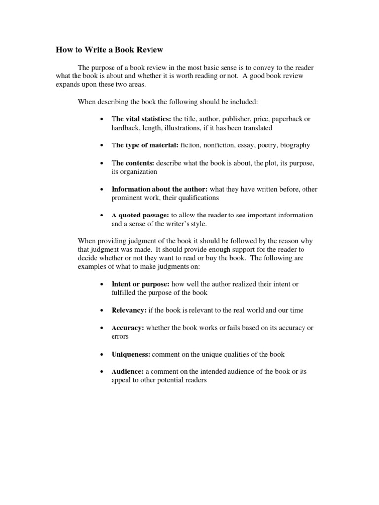 How To Write A Book Review Pdf Books Essays
