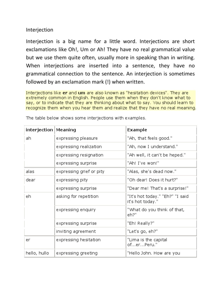 Interjection | PDF | Semantics | Semantic Units