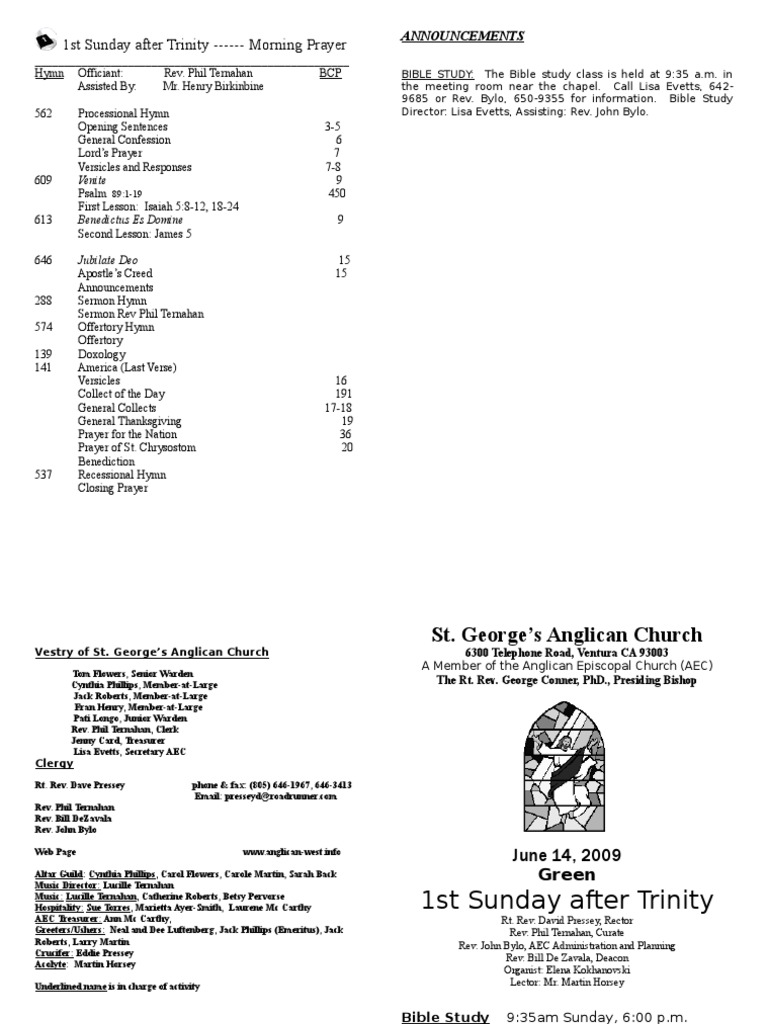Processional Hymn Opening Sentences General Confession | PDF ...