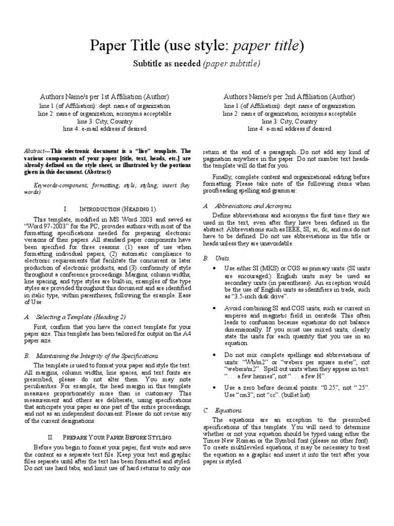 Paper Title (Use Style: Paper Title) : Subtitle As Needed (Paper ...