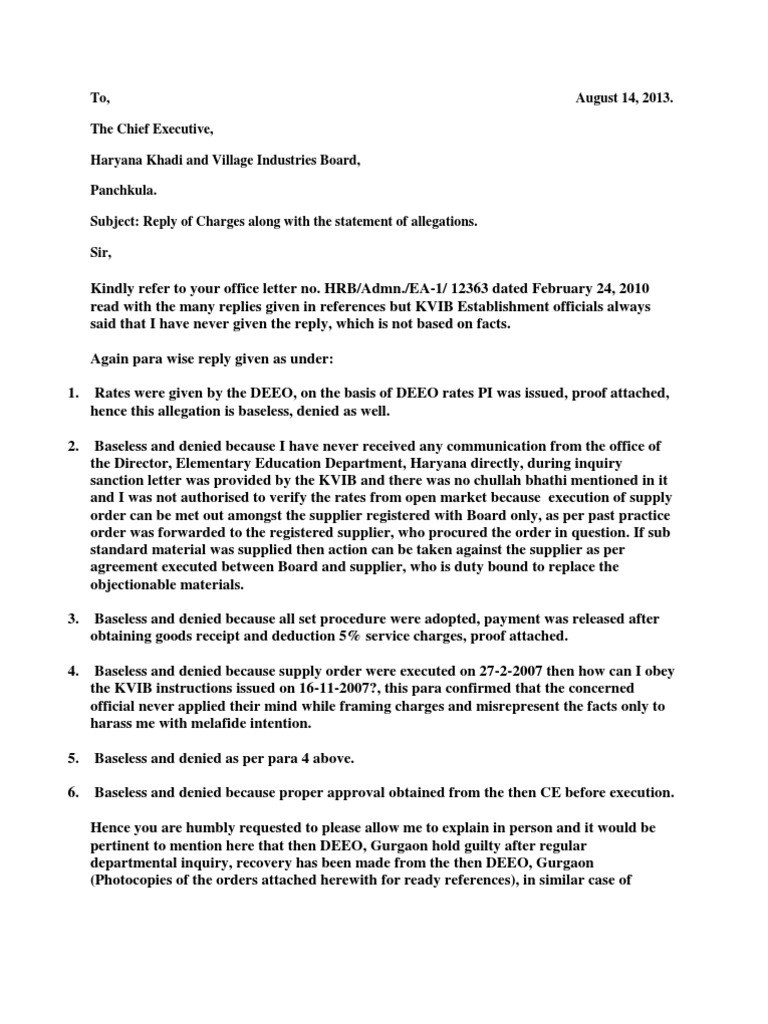 Kind Attention: The Chief Executive, Haryana Khadi and Village ...