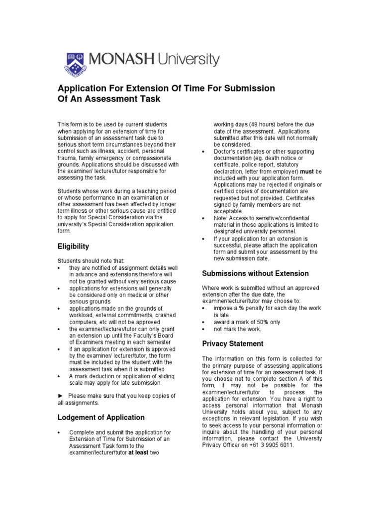 Application For Extension of Time | PDF | Personally Identifiable ...