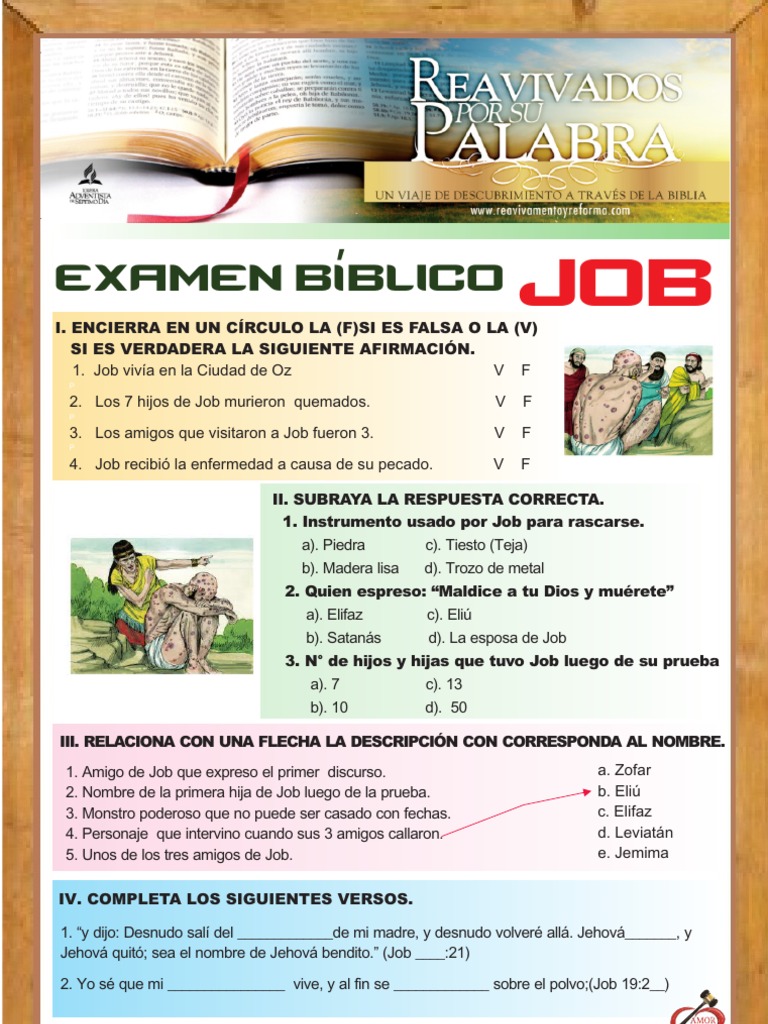 Examen sobre el Libro de Job | PDF | Religión y espiritualidad