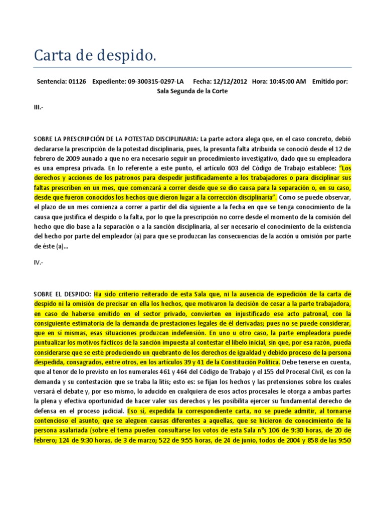 Carta de Despido y Llegadas Tardías | PDF | Derecho laboral | Caso de ley