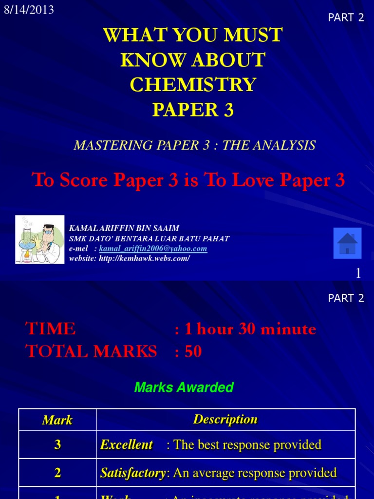What You Must Know About Chemistry Paper 3: To Score Paper 3 Is To Love ...
