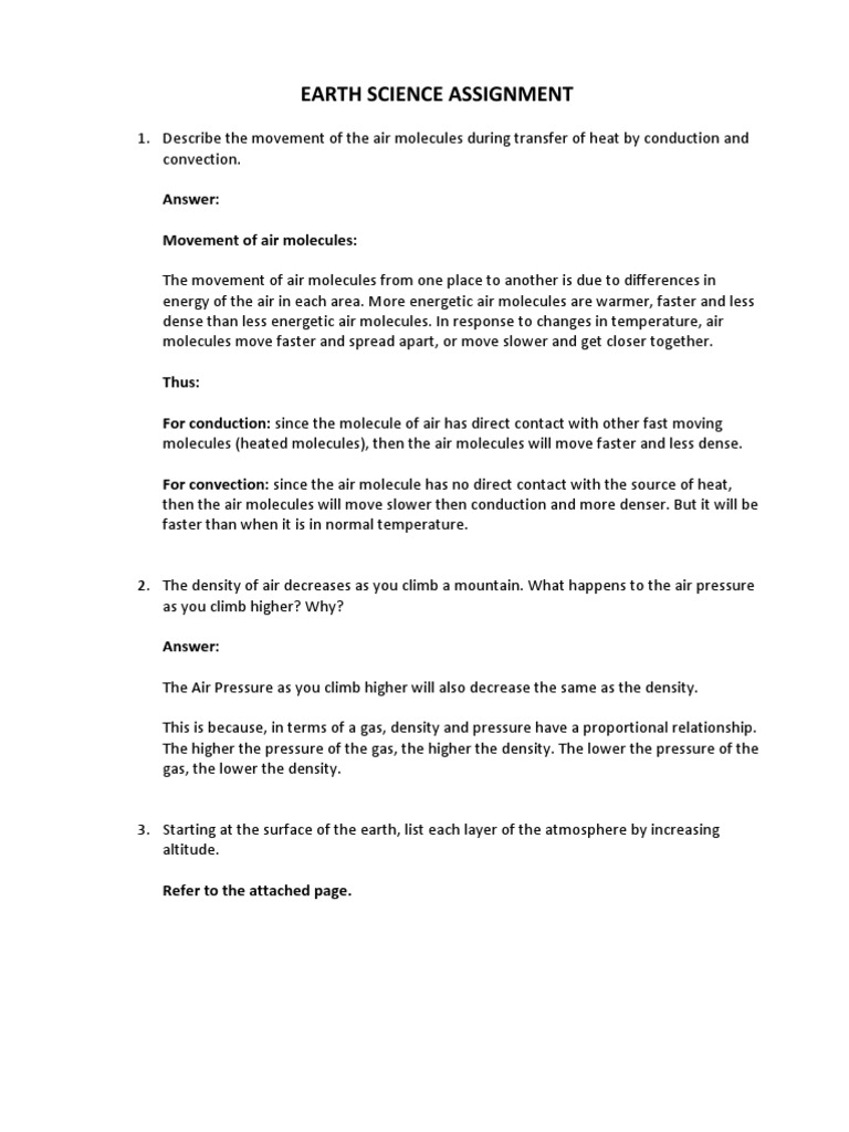 Atmosphere Q&A for Earth Science | PDF | Magnetosphere | Atmosphere Of ...