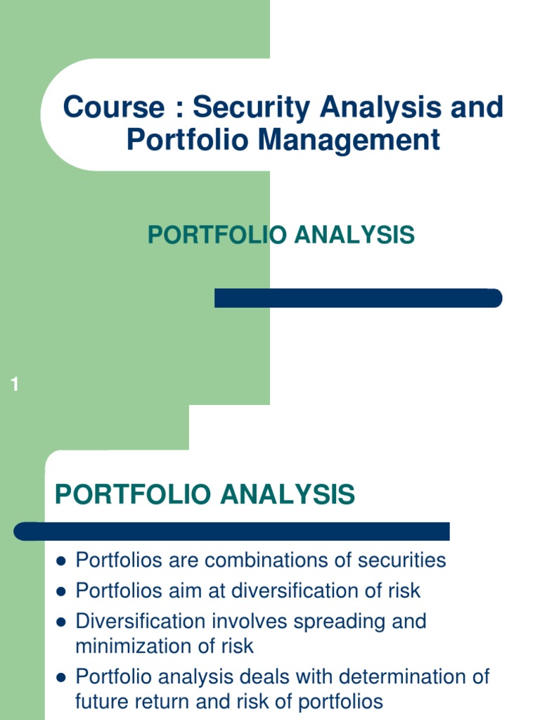 Portfolio Analysis | PDF | Modern Portfolio Theory | Diversification ...