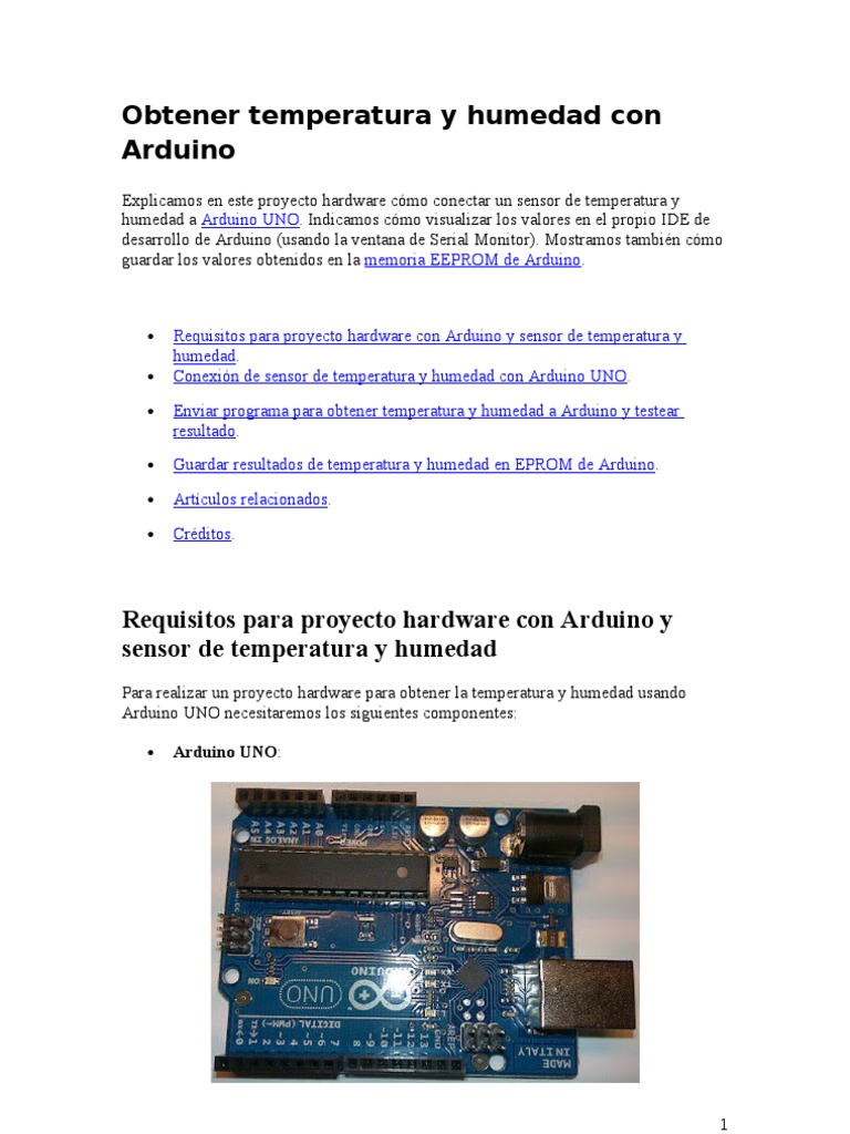 Obtener Temperatura y Humedad Con Arduino | PDF | Arduino | Memoria del ordenador