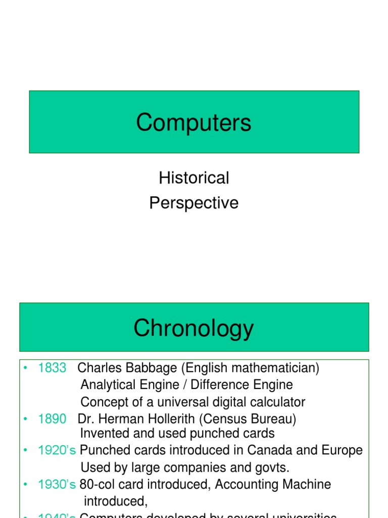 03 Computers Historical Perspective | PDF | Very Large Scale ...