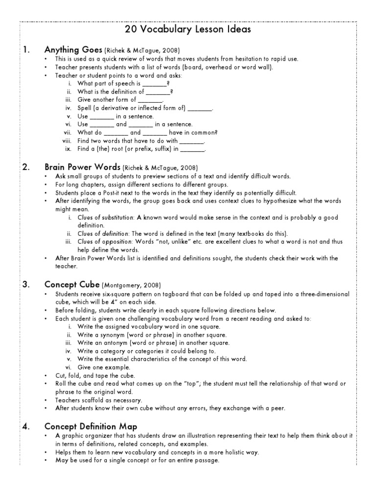 Vocabulary Lesson Classroom Ideas | PDF | Linguistics | Semiotics